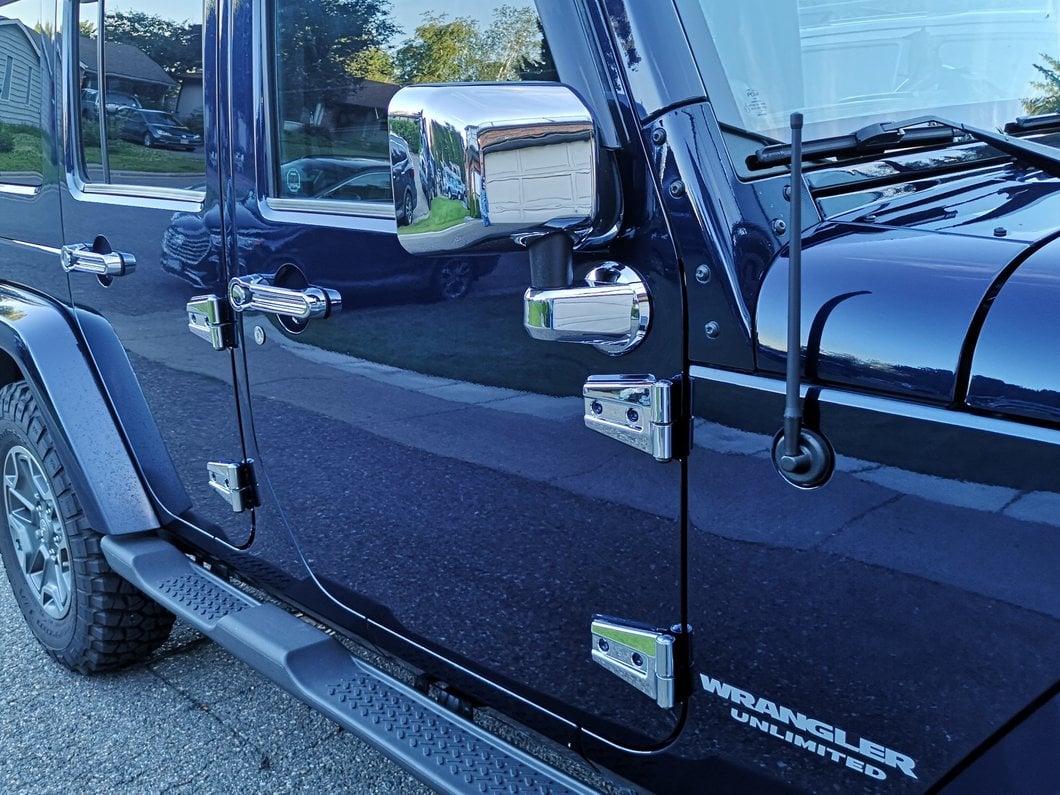 RedRock Door Hinge Covers; Chrome (07-18 Jeep Wrangler JK) | RedRock